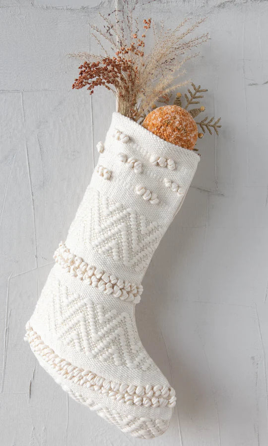 Woven Cotton Blend Stocking Cream Anna Hislop Home