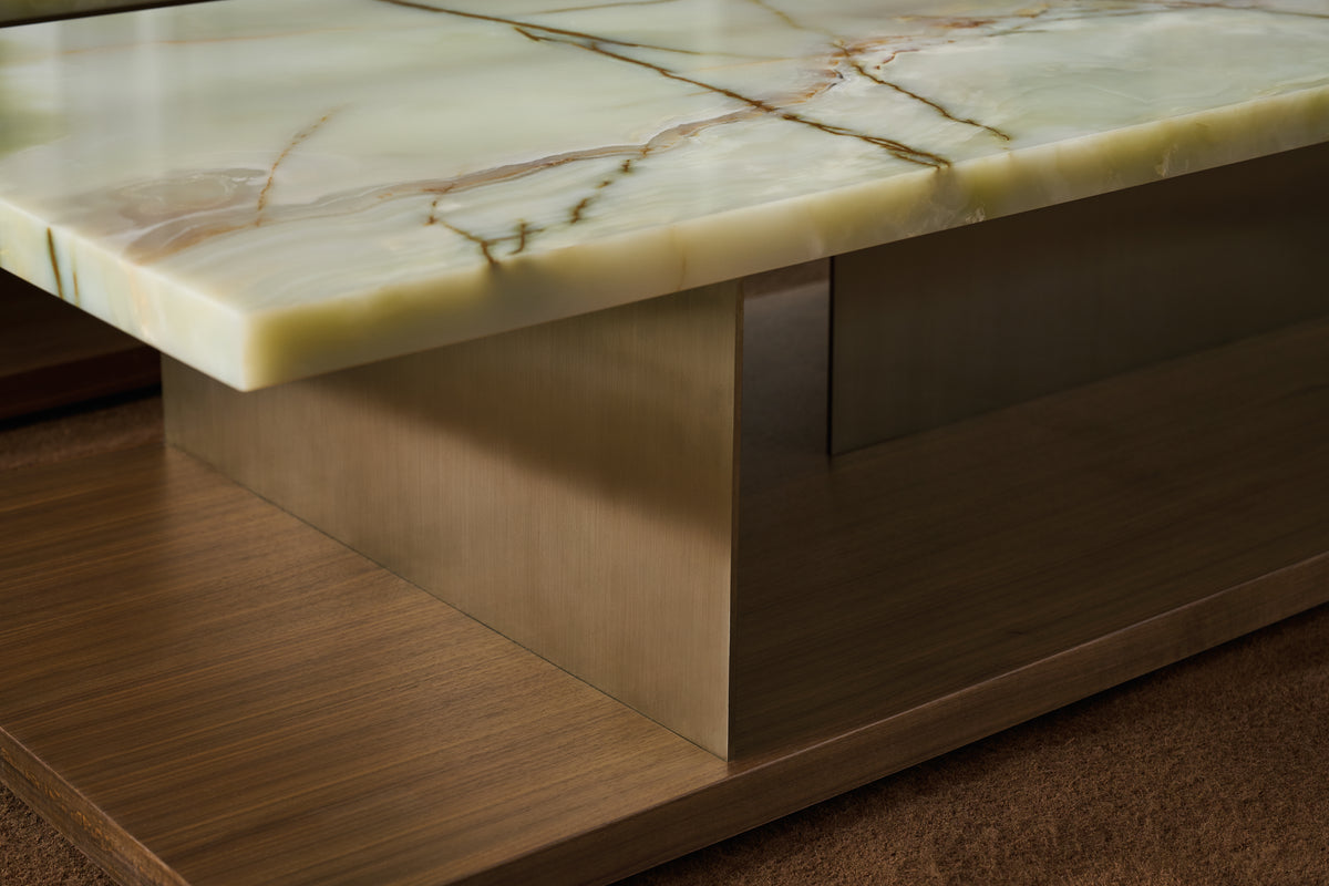 Cape Verde Cocktail Table, Retro Walnut, Lucent Bronze Metallic, 54"W ...